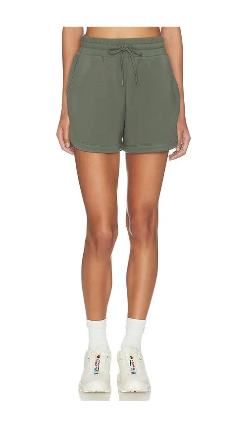 Varley Coulter High Rise Drawstring Waist Shorts - Thyme