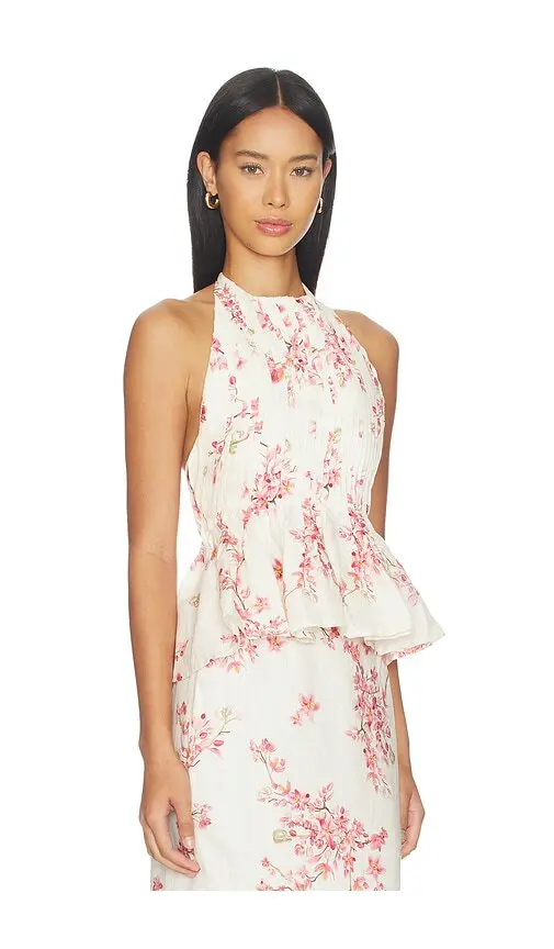 Agua Bendita Halter Neck Peplum Top