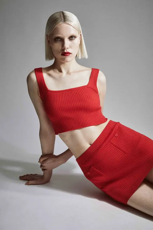 Bardot Sarita Knit Tank Top - Deep Red
