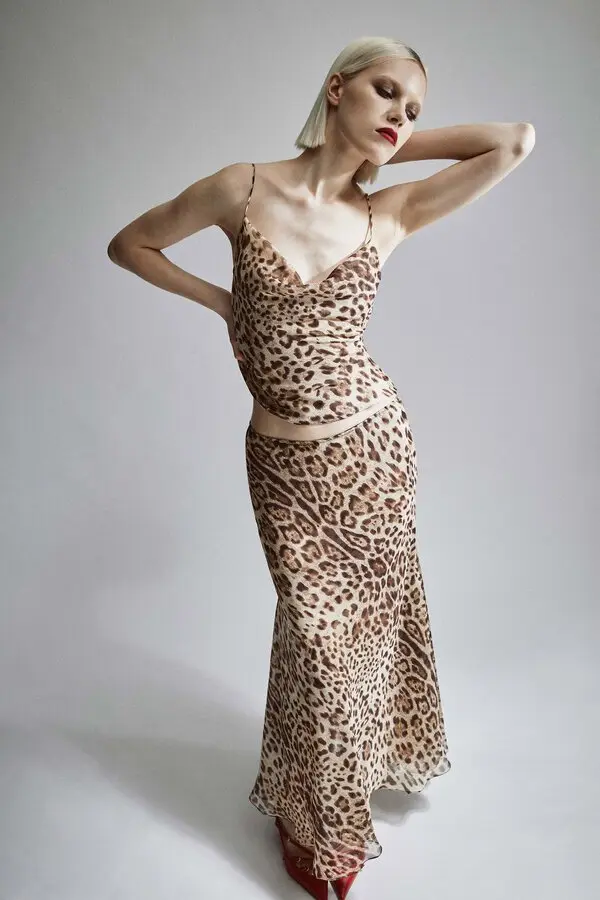 Bardot Monroe Cowl Neck Cami - B Leopard