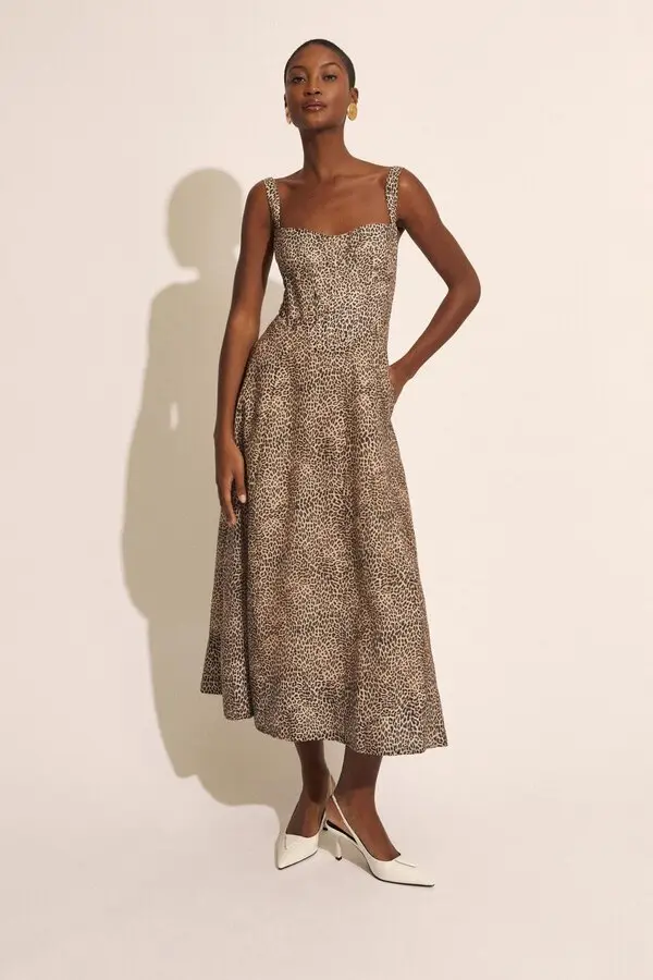 Bardot Lilah Corset Midi Dress - B Leopard