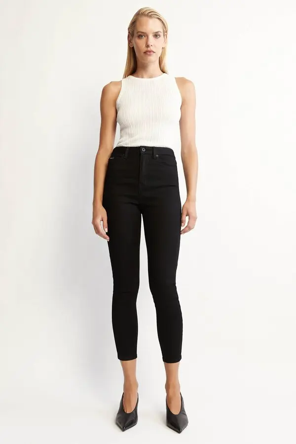 Bardot Khloe Hi Crop Slim Leg Jeans - Black