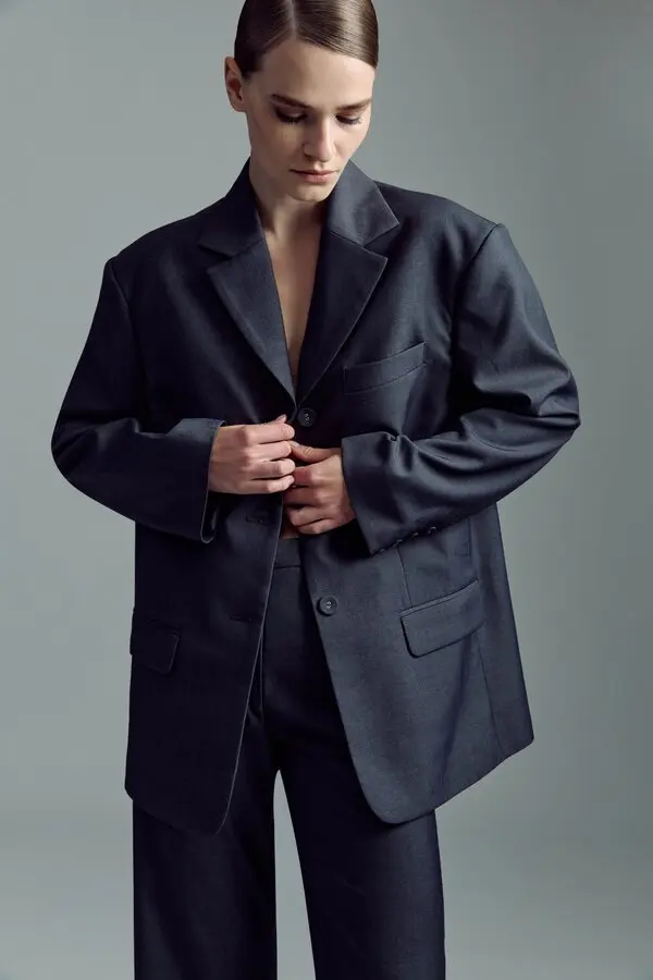 Bardot Akia Oversized Blazer - Dark Charc