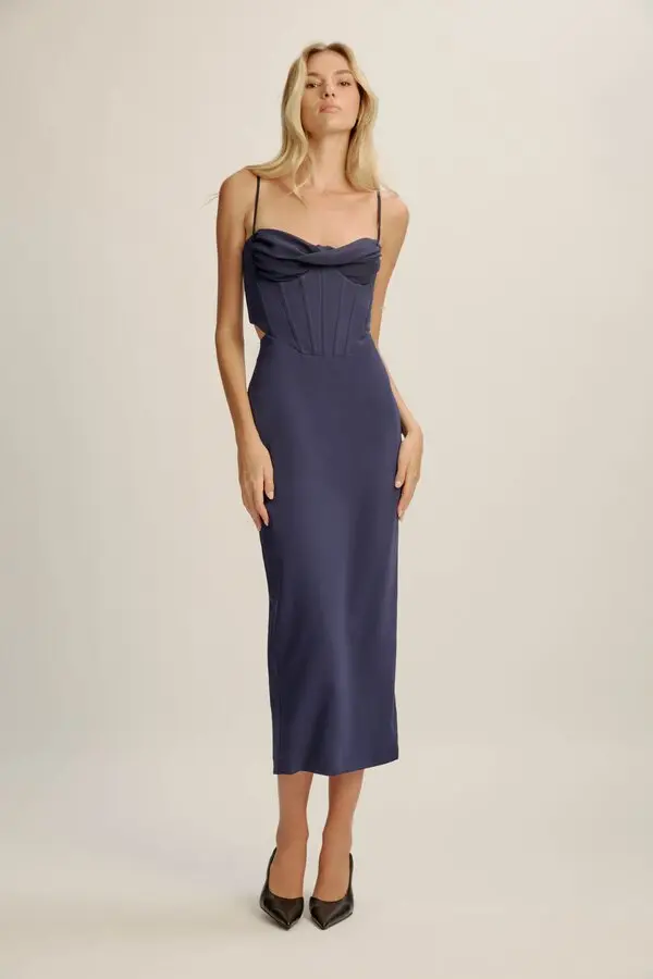 Bardot Martini Midi Dress - Navy