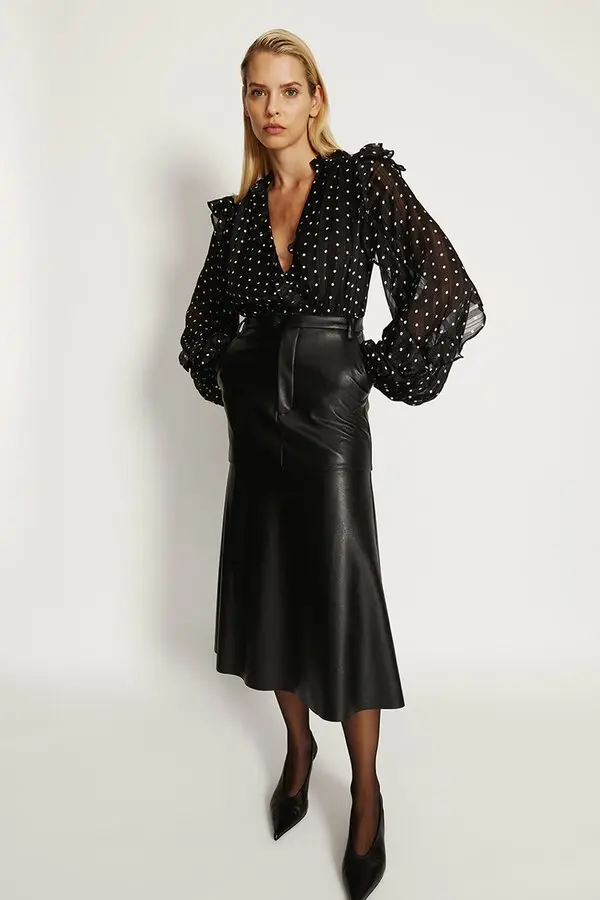 Bardot Kindra Vegan Leather A-line Skirt