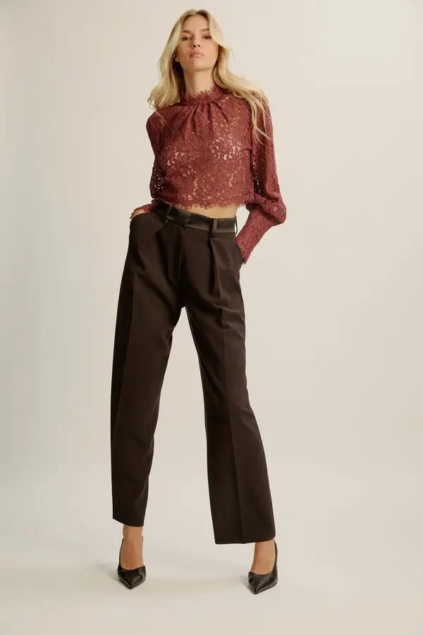 Bardot Fia Satin High Rise Straight Leg Pant