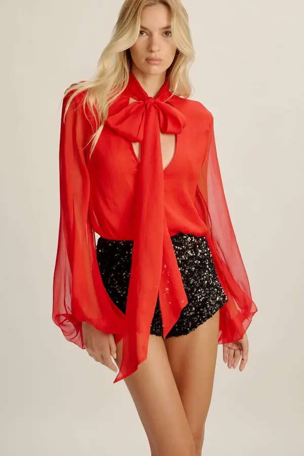 Bardot Solace Tie Front Blouse