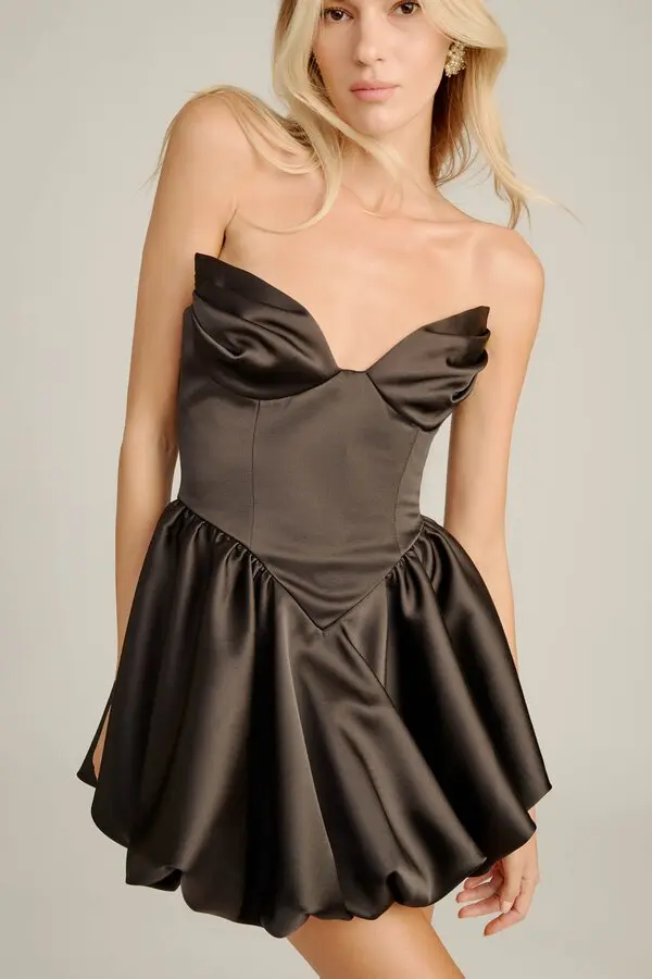 Bardot Avella Bubble Hem Mini Dress - Black