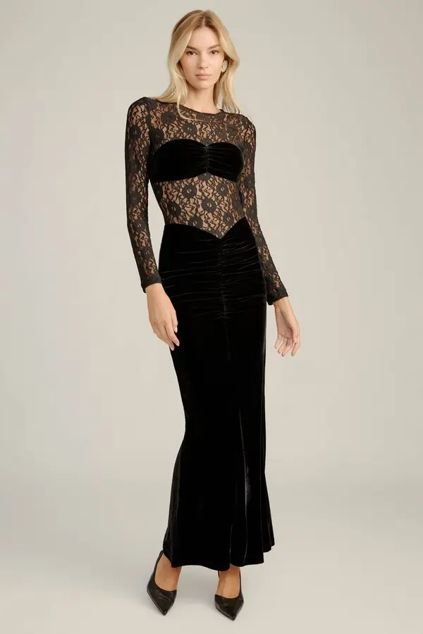Bardot Helenie Velour Lace Maxi Dress