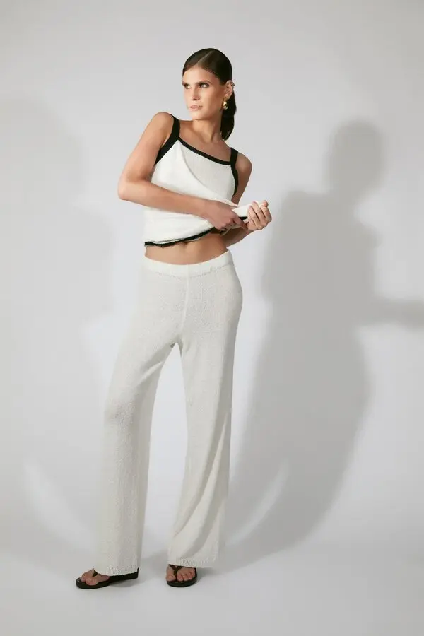 Bardot Beatriz High Rise Knit Pant - Ivory