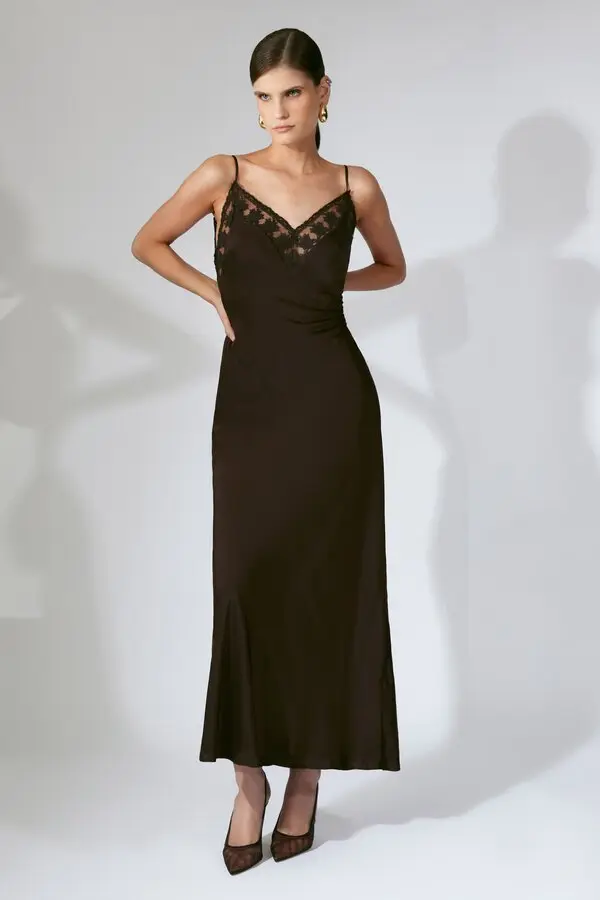Bardot Bonita Lace Trim Maxi Slip Dress