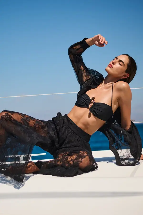 Bardot Hildie Wide Leg Lace Pants - Black