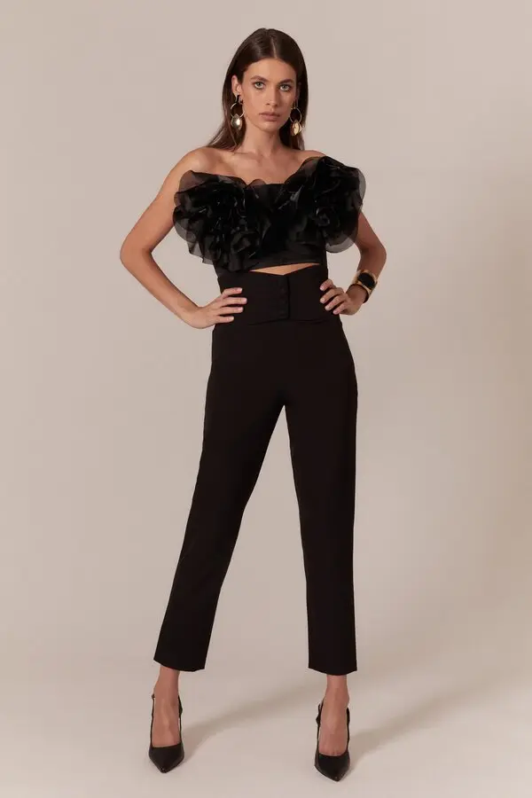 Bardot Fleurette Flower Bustier - Black