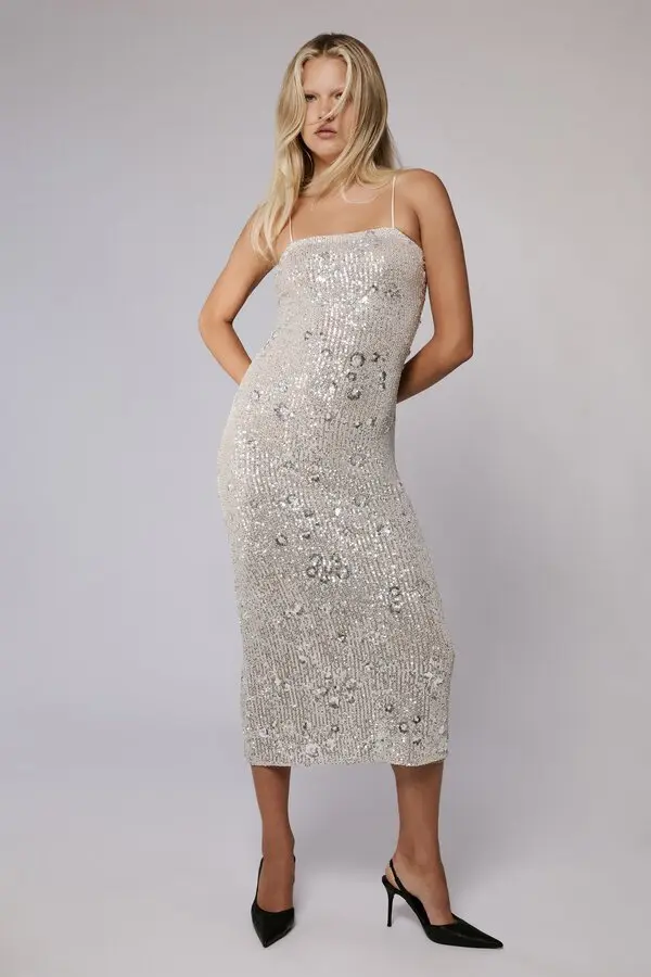 Bardot Sinclaire Sequin Maxi Dress - Silver