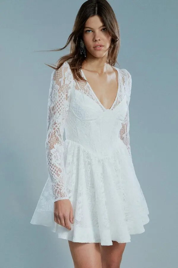 Bardot Ellie Lace Corset Mini Dress - Ivory