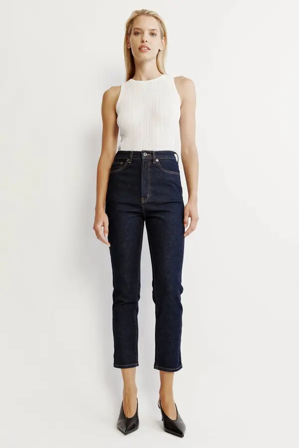 Bardot Heidi Straight Leg Cropped Jeans