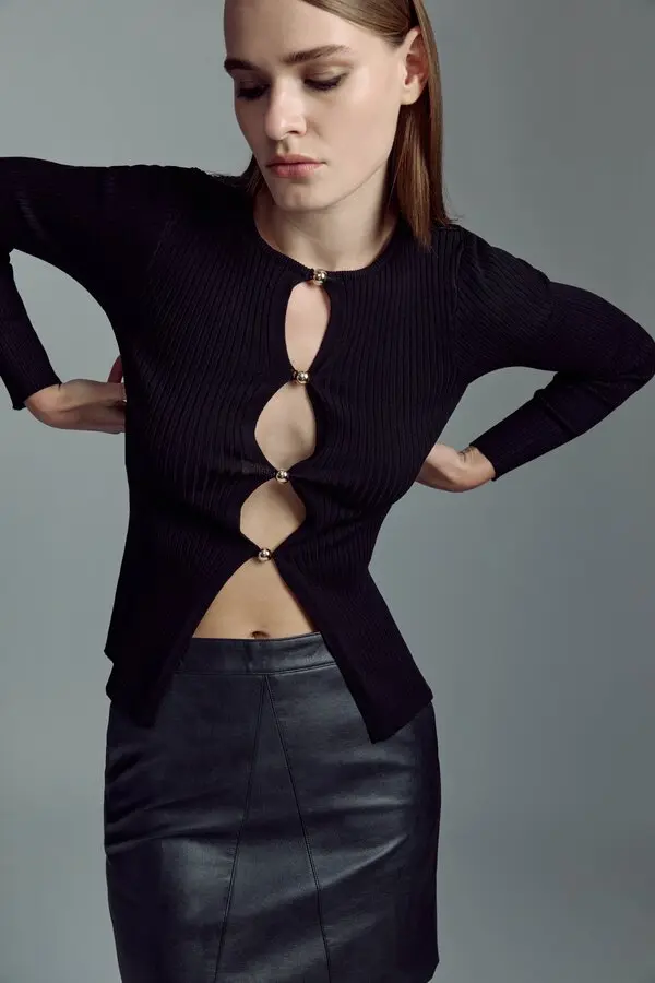 Bardot Alexis Vegan Leather Mini Skirt - Black