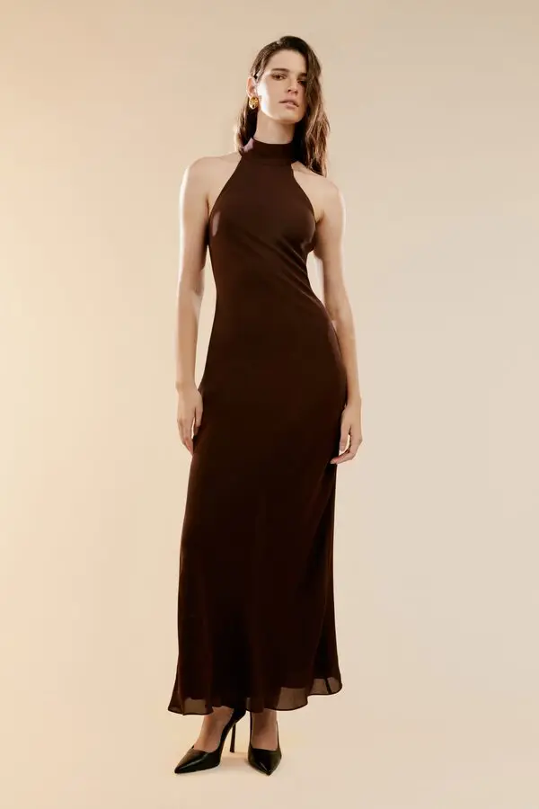 Bardot Ola Maxi Dress With Halter Neckline