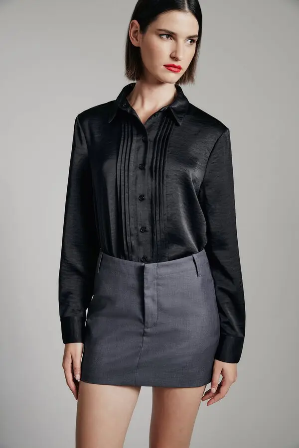 Bardot Dinah Pintuck Satin Shirt