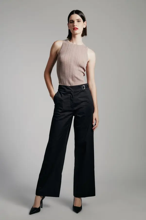 Bardot Ilaria Straight Leg Pant With Buckled Self Waistband