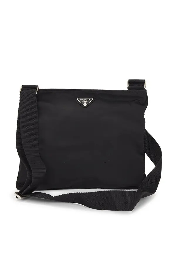 Prada Tessuto Flat Messenger Bag - Black
