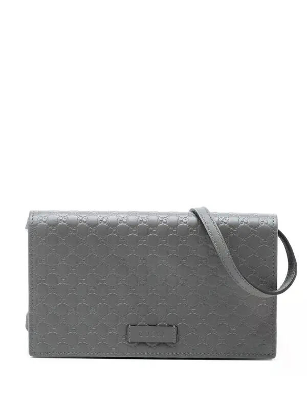 Gucci Microssima Wallet On Strap Crossbody Bag - Grey