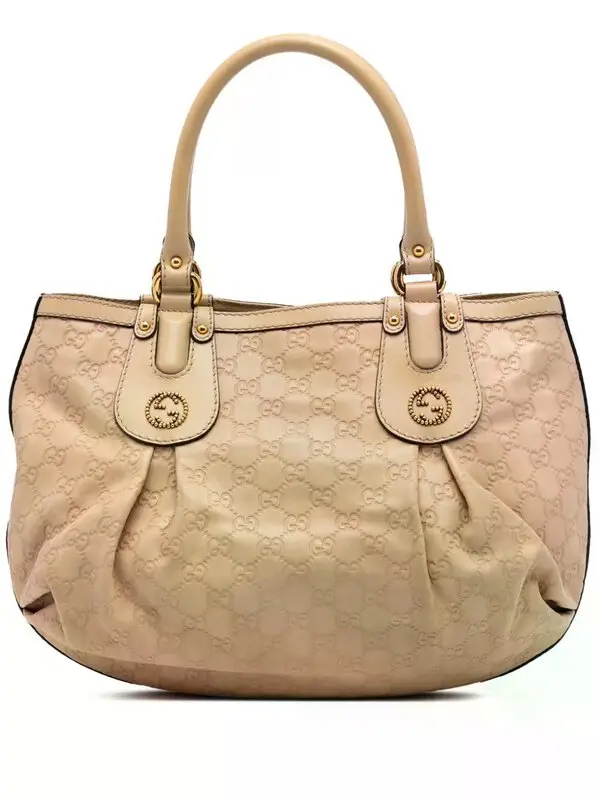 Gucci Embossed Leather Tote Bag - Neutrals