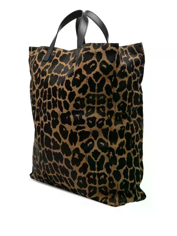 Fendi Leopard Print Canvas Tote Bag With Charm