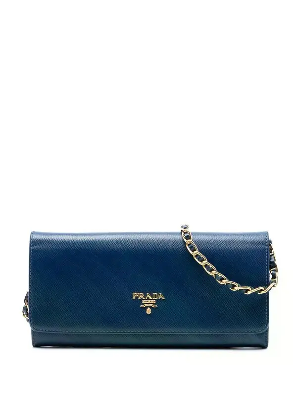 Prada Saffiano Wallet On Chain Crossbody Bag - Blue
