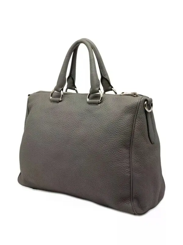 Prada Vitello Daino Zip Top Satchel - Grey