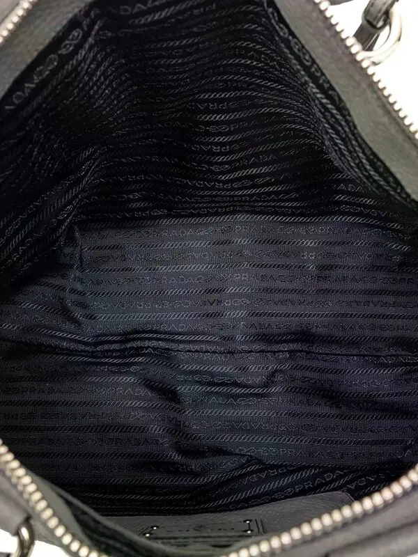 Prada Vitello Daino Zip Top Satchel - Grey