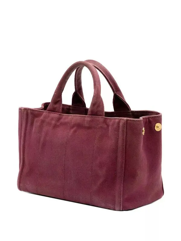 Prada Small Canvas Satchel With Stud Embellishments - Red