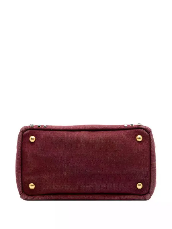 Prada Small Canvas Satchel With Stud Embellishments - Red