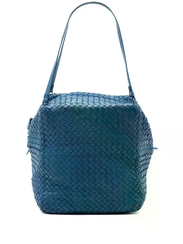 Bottega Veneta Nappa Intrecciato Cube Shoulder Bag - Blue