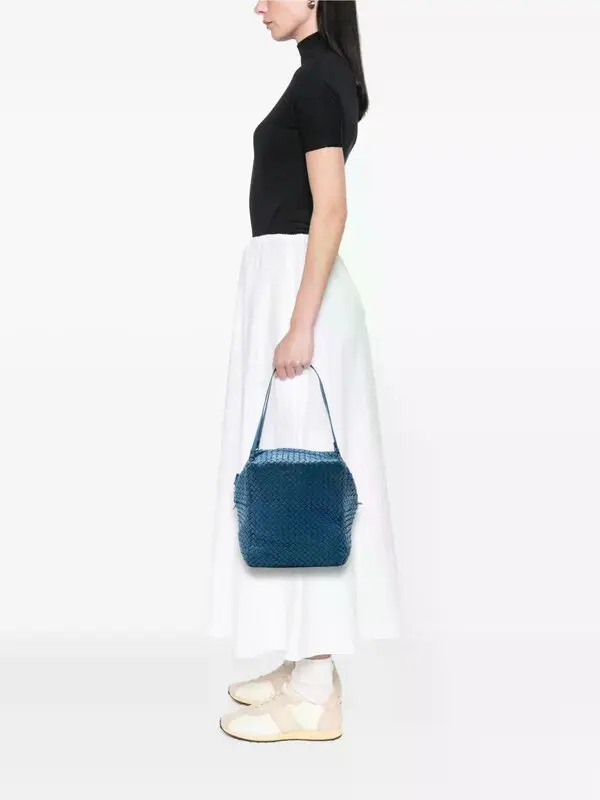 Bottega Veneta Nappa Intrecciato Cube Shoulder Bag - Blue