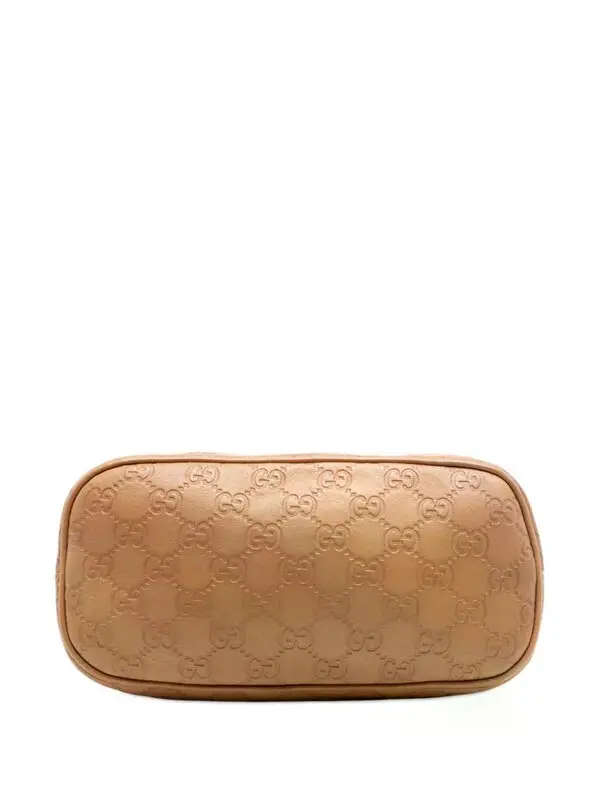 Gucci Embossed Leather Dome Satchel - Brown