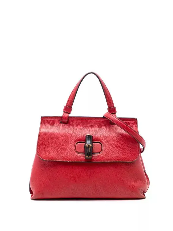 Gucci Leather Bamboo Daily Satchel - Red