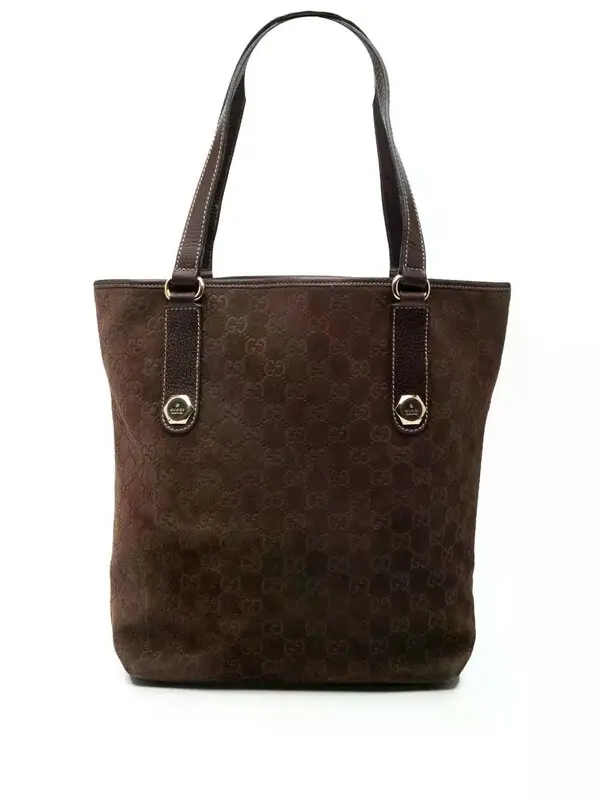 Gucci Gg Monogram Suede Tote Bag