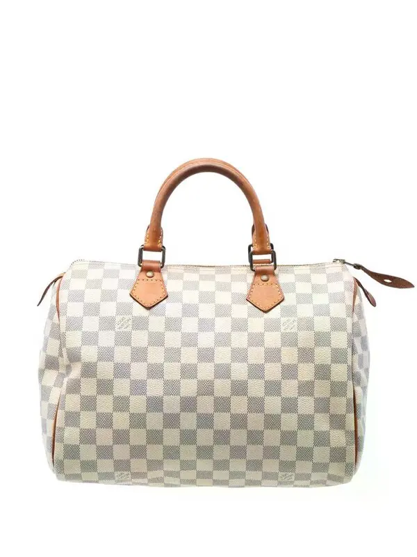 LOUIS VUITTON Damier Azur Speedy 30 Boston Bag - White