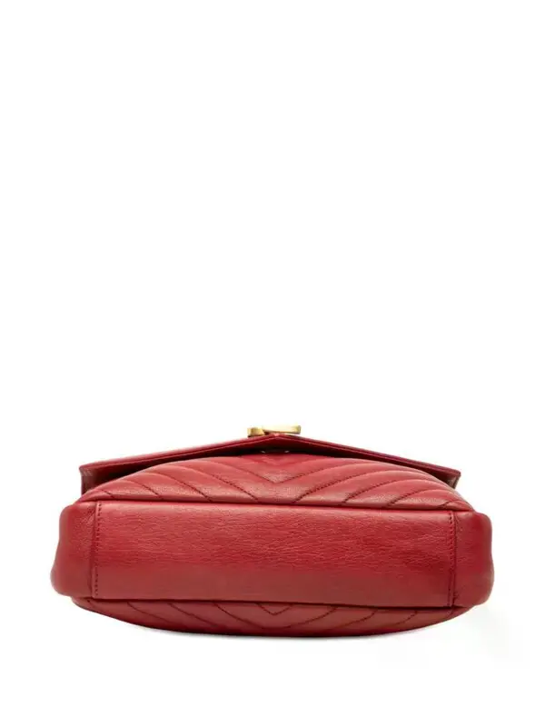 Saint Laurent Chevron Sheepskin Monogram College Satchel - Red