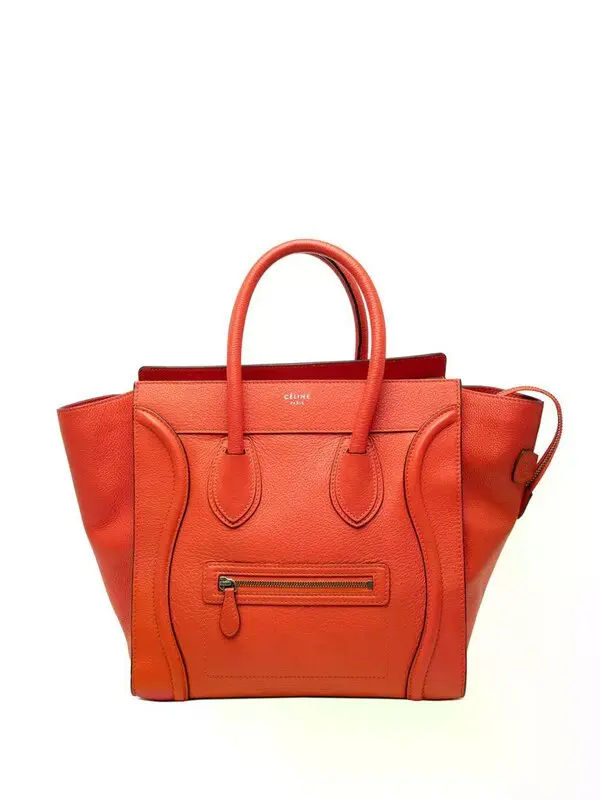 Celine Leather Luggage Tote Bag - Orange