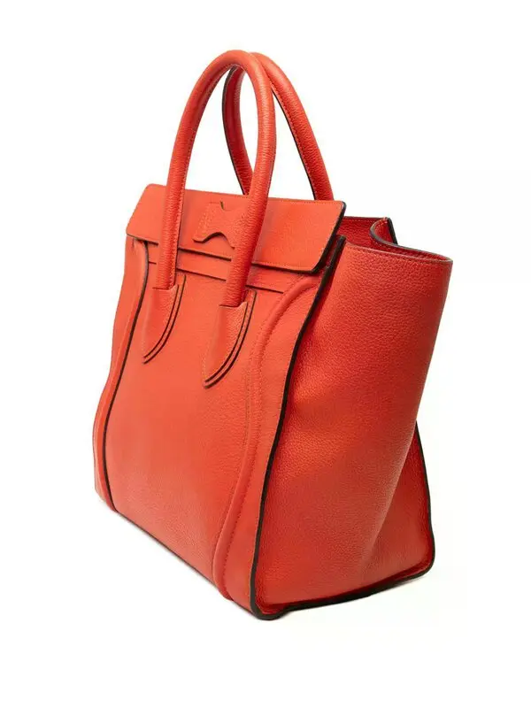 Celine Leather Luggage Tote Bag - Orange