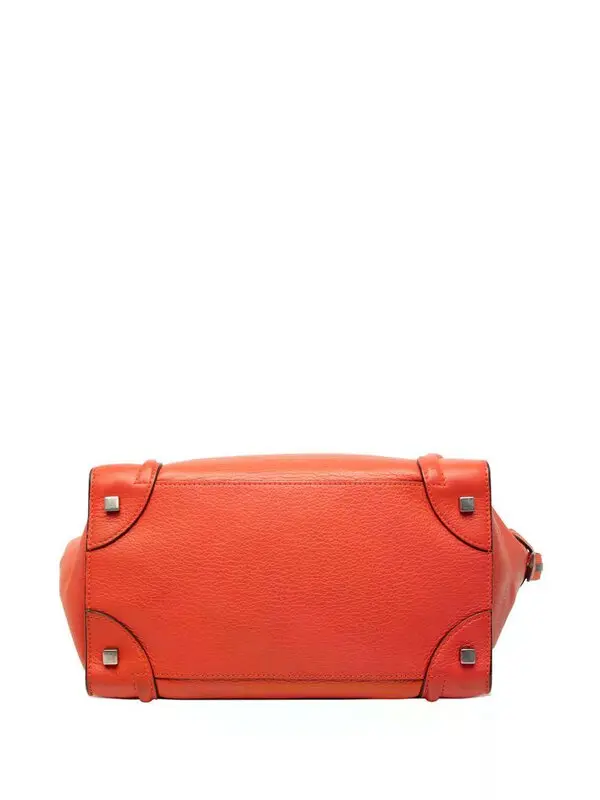 Celine Leather Luggage Tote Bag - Orange