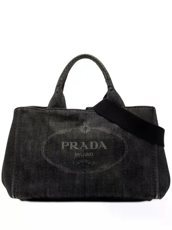 Prada Denim Canapa Logo Satchel