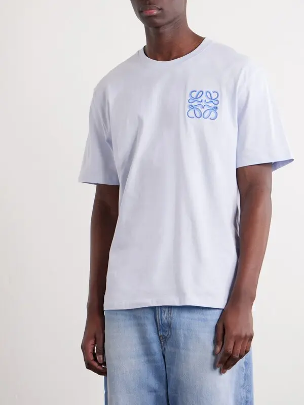 Loewe Paula's Ibiza Logo-embroidered Cotton T-shirt - Blue