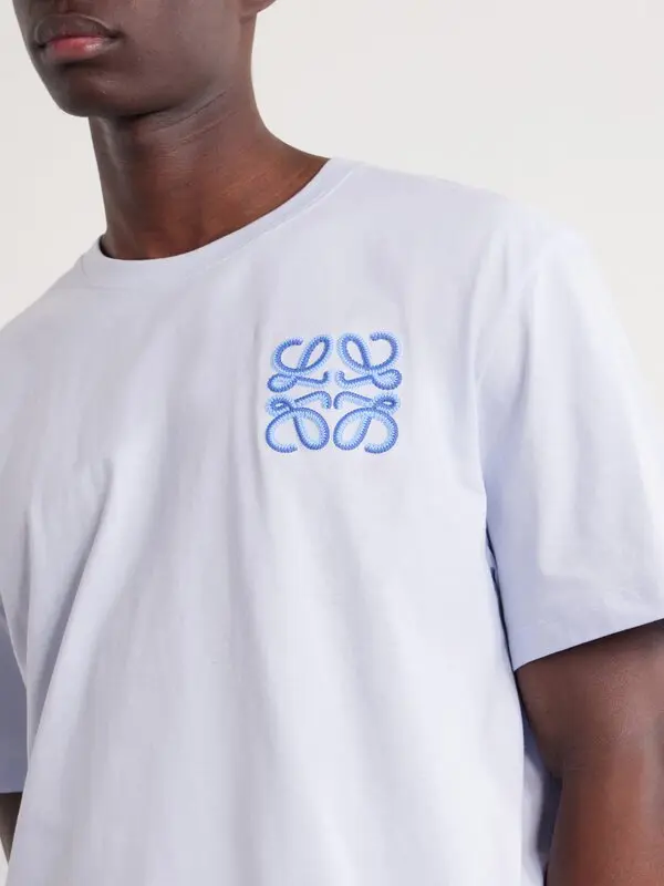 Loewe Paula's Ibiza Logo-embroidered Cotton T-shirt - Blue