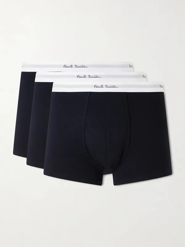 Paul Smith Three-pack Stretch Organic Cotton-jersey Boxer Briefs - Black