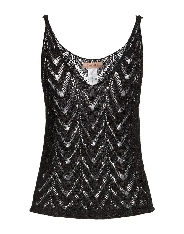 TWINSET Open-knit Metallic Top