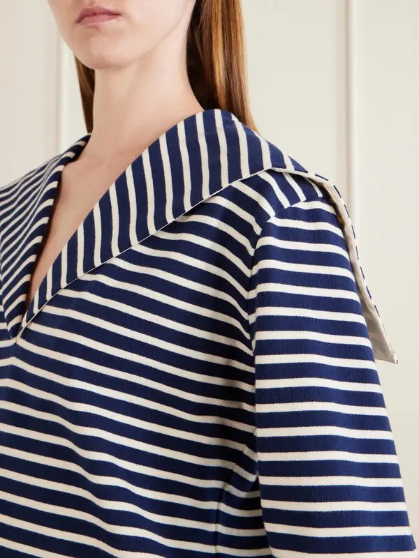 LES VACANCES D’IRINA Seaman Striped Cotton-jersey Blouse
