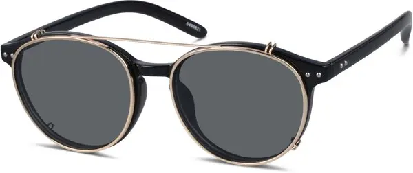 Zenni Punk Round Glasses With Snap-on Sunlens - Black
